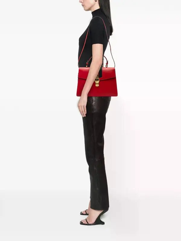 Gucci Medium Leather Sylvie Top Handle Satchel - Red