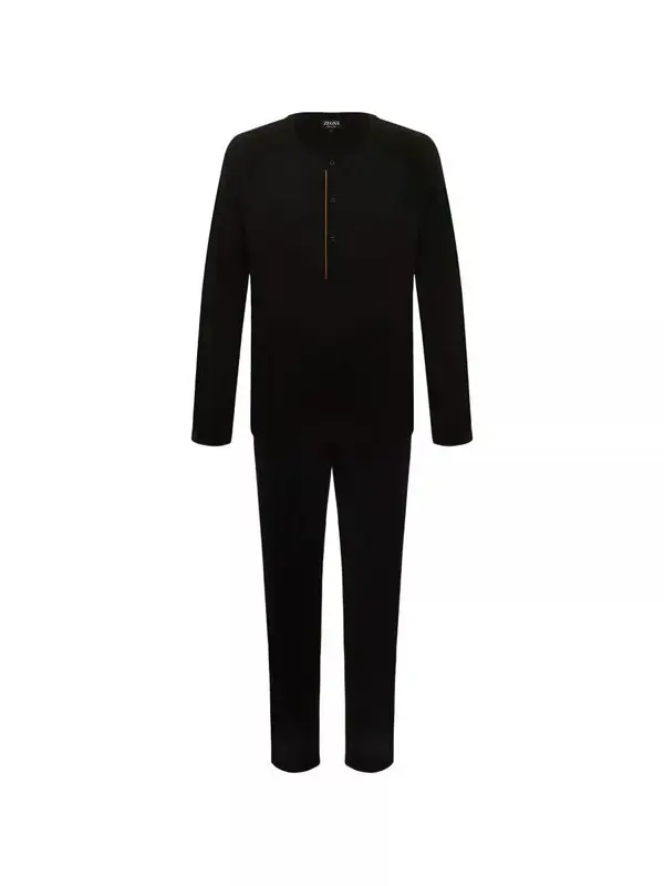 Zegna Buttoned Henley Pajamas - Blue