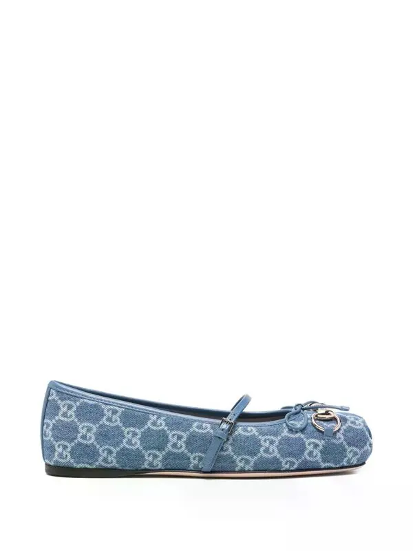 Gucci Gg Monogram Ballet Flats With Horsebit Detail