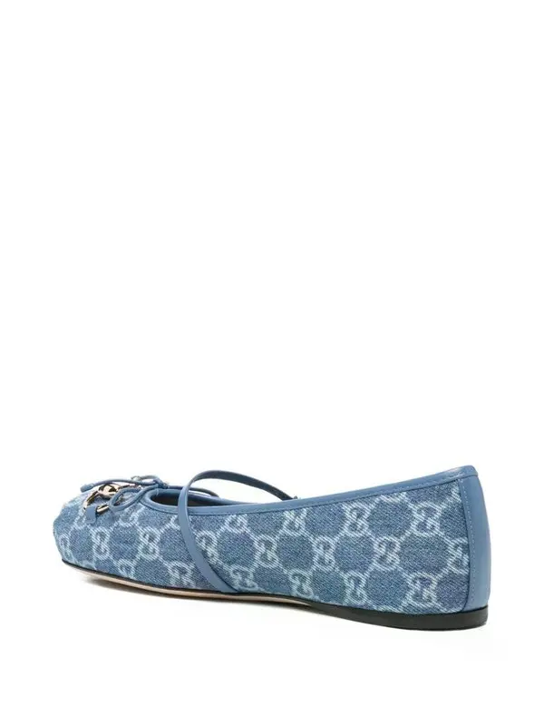 Gucci Gg Monogram Ballet Flats With Horsebit Detail