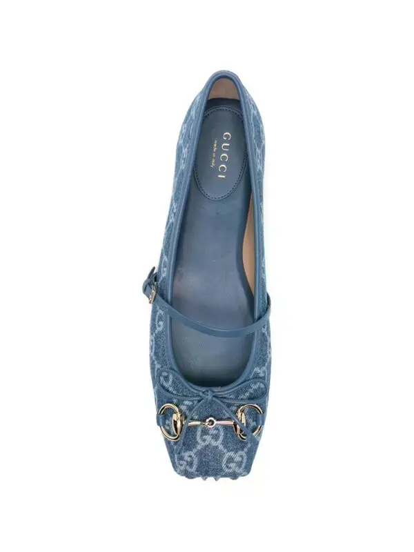 Gucci Gg Monogram Ballet Flats With Horsebit Detail