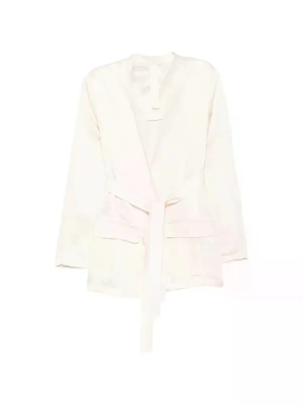 MONOCHROME Belted Satin-finish Jacket - Neutrals