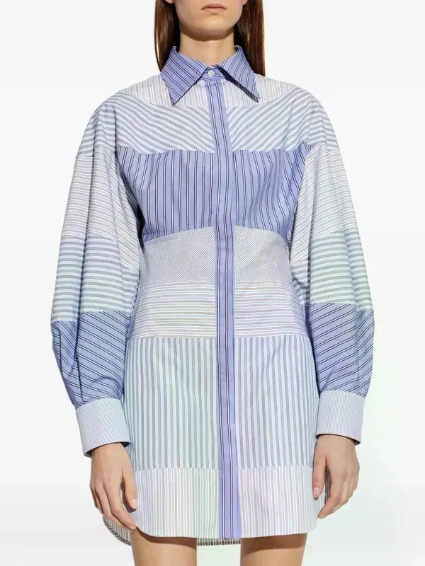 Moschino Patchwork Striped Mini Shirt Dress