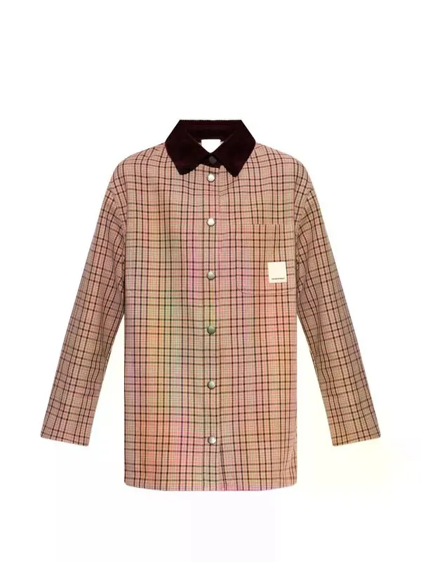 Emporio Armani Check-pattern Coat With Corduroy Collar