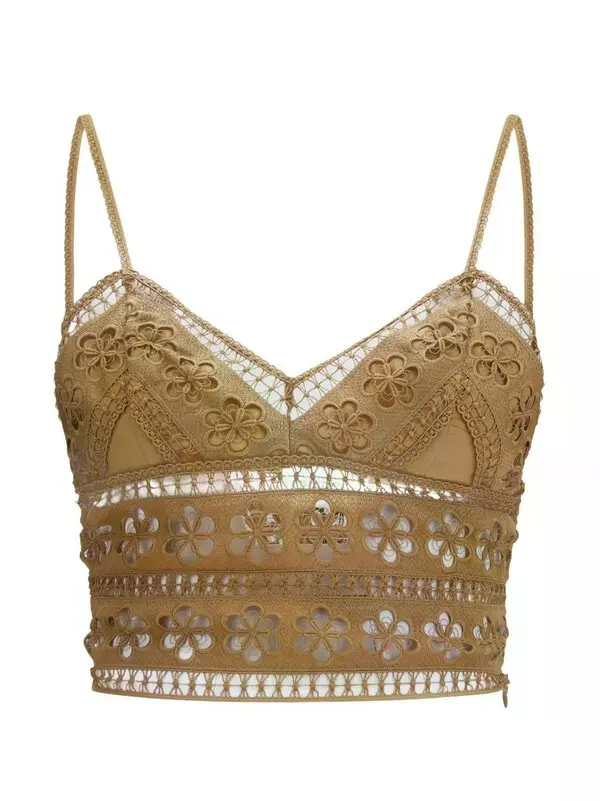 Charo Ruiz Ibiza Melie Guipure-lace Cropped Top