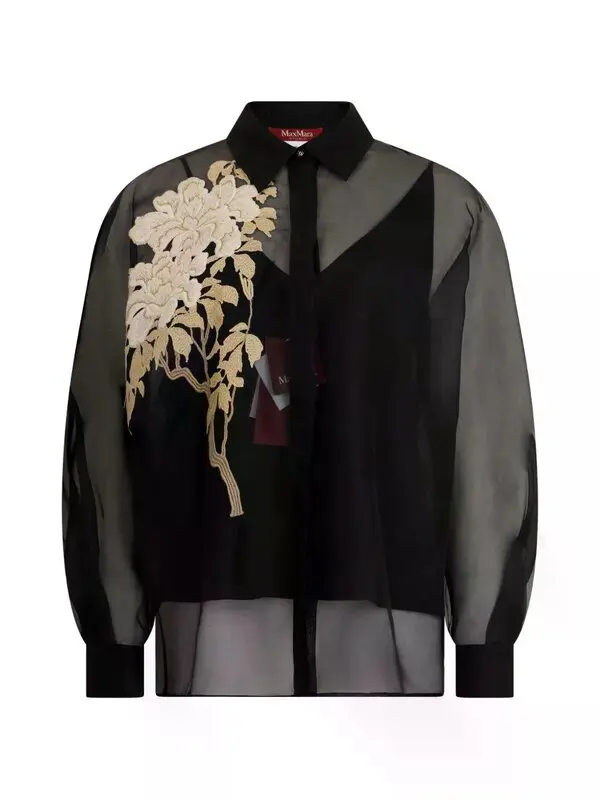 Max Mara Embroidered Sheer Blouse