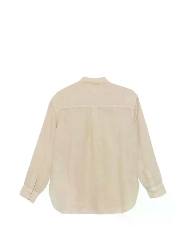 120% Lino Ali Chest-pocket Curved-hem Shirt - Neutrals