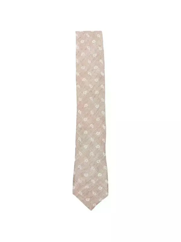 Zegna Paisley-print Slub-texture Tie - Neutrals