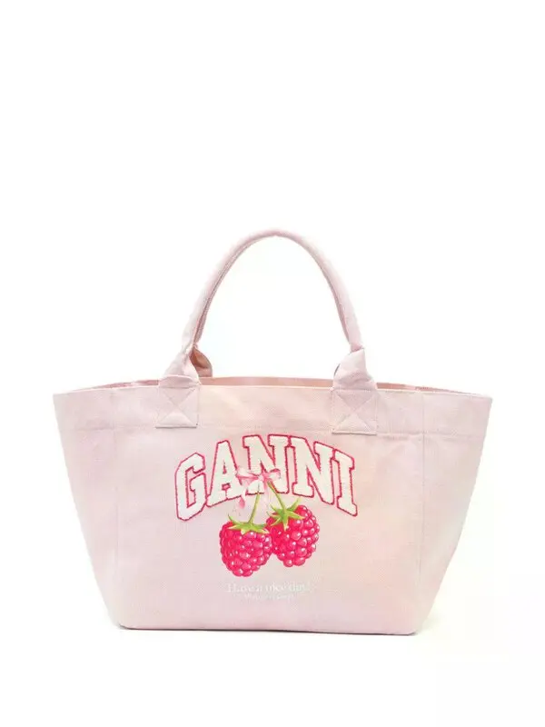GANNI Logo-print Shoulder Bag - Pink