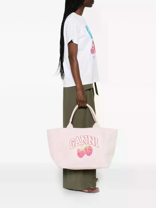 GANNI Logo-print Shoulder Bag - Pink