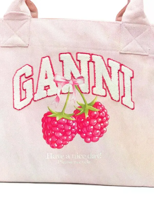 GANNI Logo-print Shoulder Bag - Pink