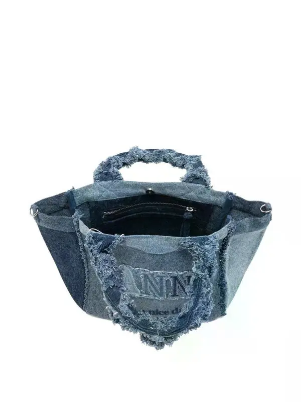 GANNI Frayed Panelled Tote Bag