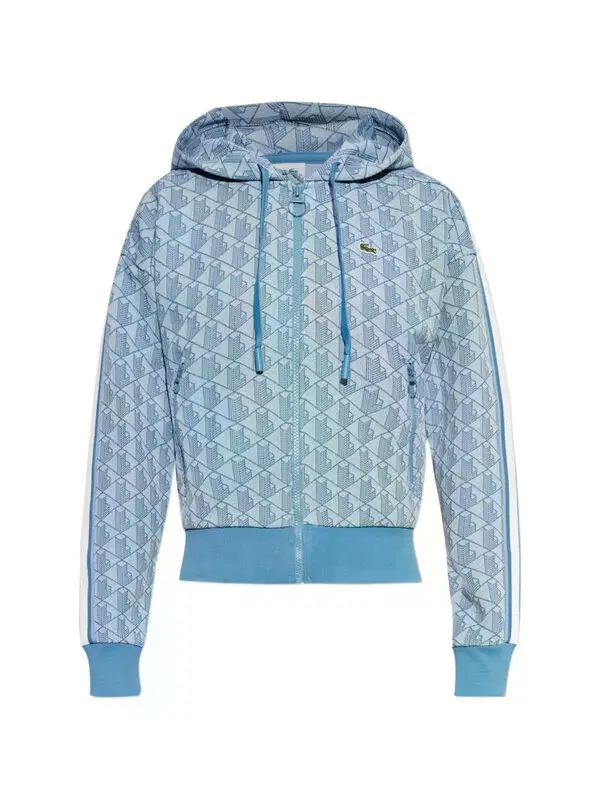 Lacoste Monogram Print Zip-up Hoodie - Blue