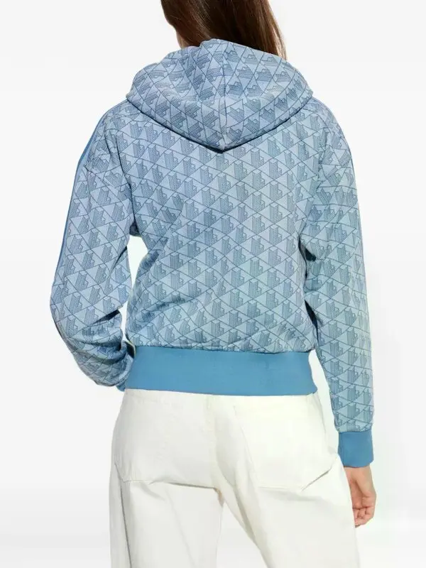 Lacoste Monogram Print Zip-up Hoodie - Blue