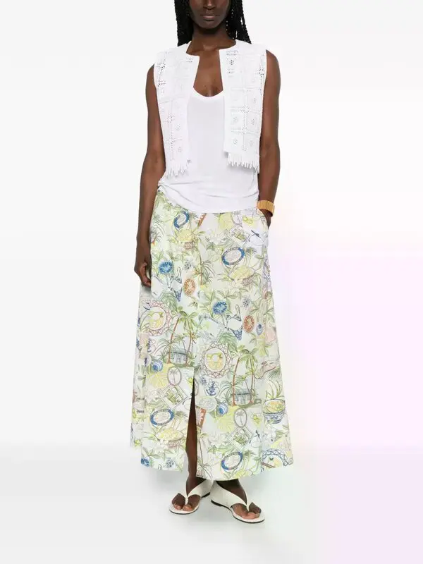 Maje Printed Maxi Skirt With Integrated Shorts