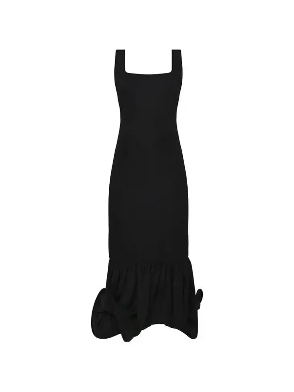 TATUNA Ruffled Draped Midi Dress - Black