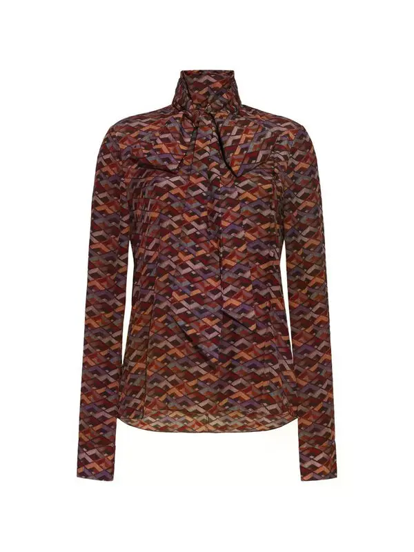 Adam Lippes Geometric Pattern Silk Blouse