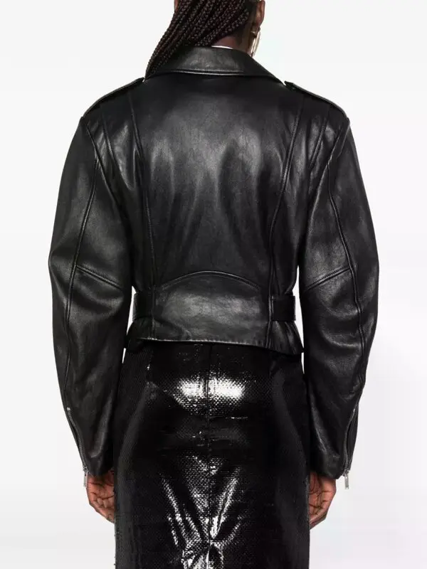 Saint Laurent Belted Biker Jacket - Black
