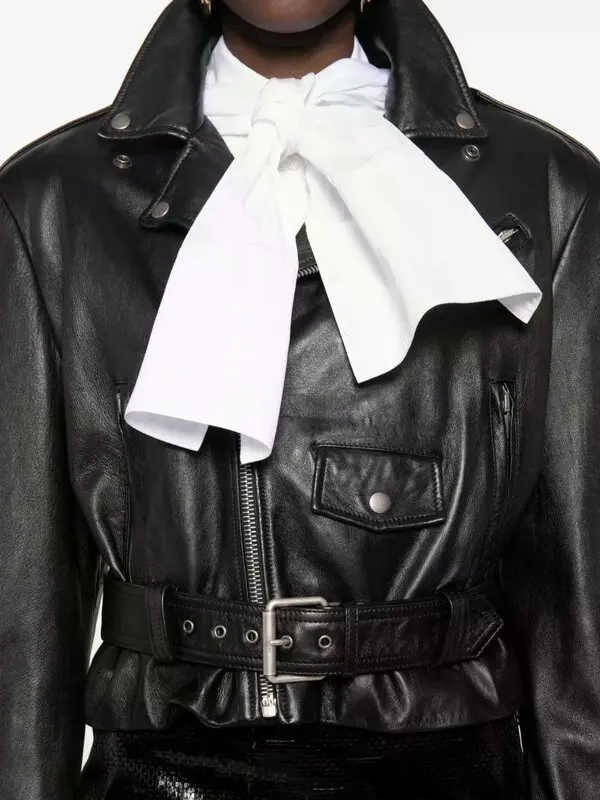 Saint Laurent Belted Biker Jacket - Black
