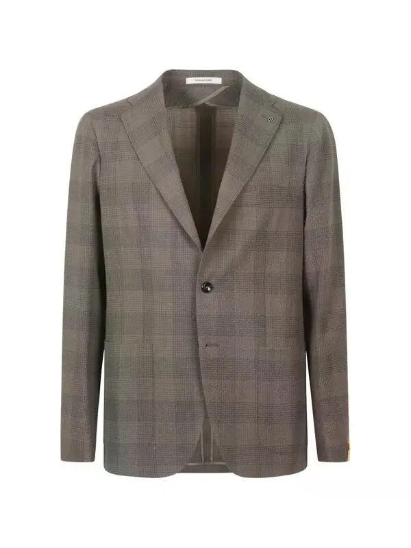 Tagliatore Check-pattern Seersucker Blazer - Brown