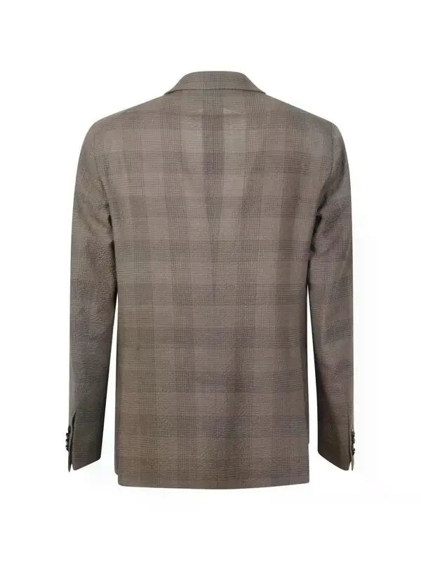 Tagliatore Check-pattern Seersucker Blazer - Brown