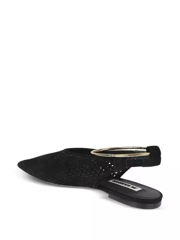 JIL SANDER Ring Embellished Perforated Ballet Flats - Black