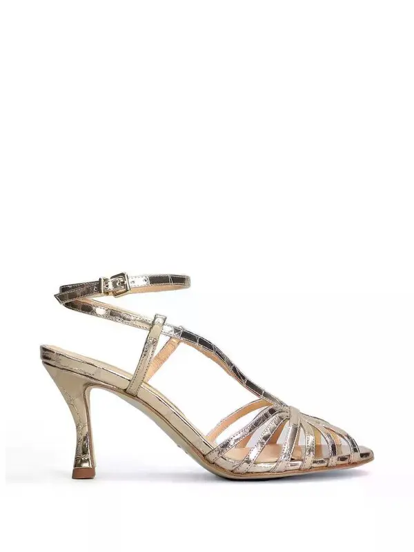 CHANTAL Crocodile-effect Strappy Sandals - Gold