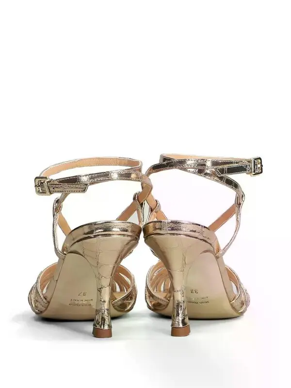 CHANTAL Crocodile-effect Strappy Sandals - Gold