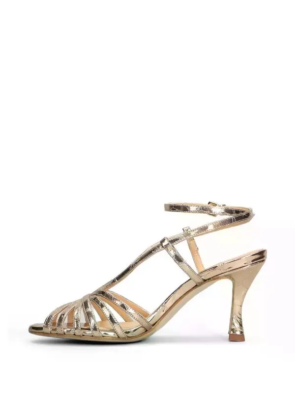 CHANTAL Crocodile-effect Strappy Sandals - Gold