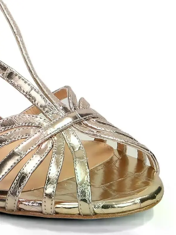 CHANTAL Crocodile-effect Strappy Sandals - Gold