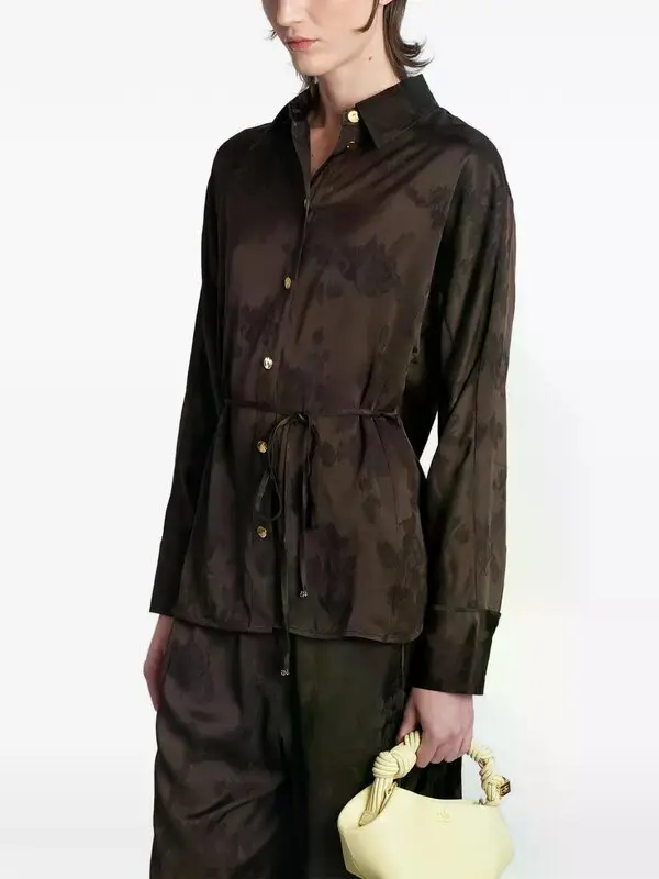GANNI Jacquard-pattern Belted Shirt