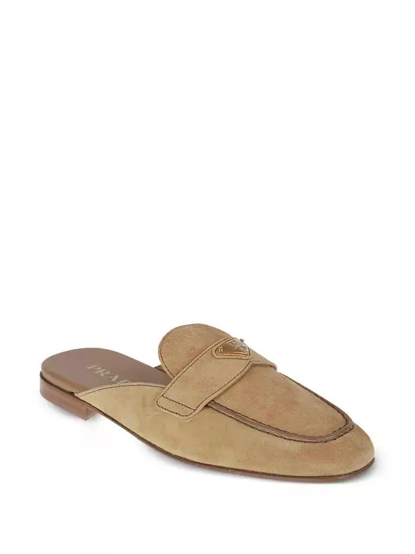 Prada Triangle-logo Mules - Neutrals