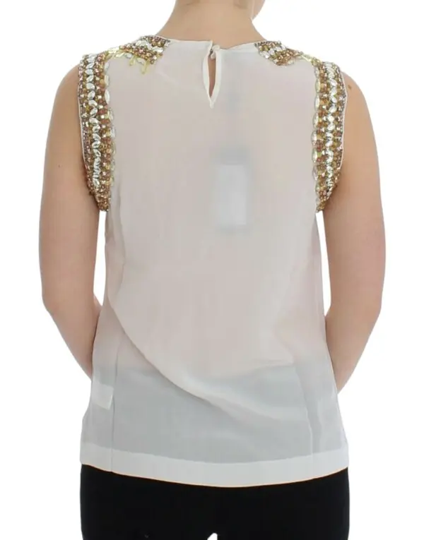 Dolce & Gabbana Crystal Embellished Silk Blouse