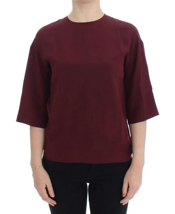 Dolce & Gabbana 3/4 Sleeve Silk Blouse - Red