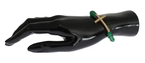 NIALAYA JEWELRY Jade Stone Gold Cz Cross Bracelet