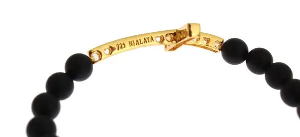NIALAYA JEWELRY Matte Onyx Stone Cz Cross Bracelet