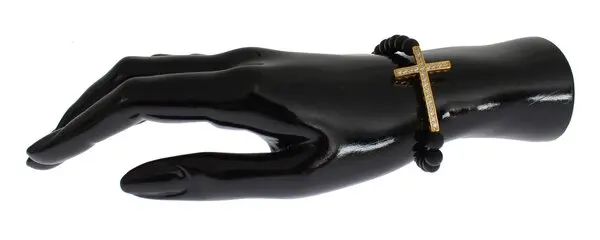 NIALAYA JEWELRY Matte Onyx Stone Cz Cross Bracelet