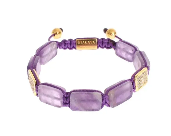 NIALAYA JEWELRY Cz Amethyst 18k Gold 925 Bracelet - Purple