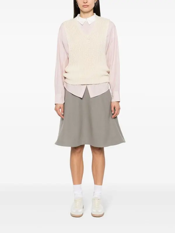AMI Paris Virgin Wool-blend A-line Skirt - Grey