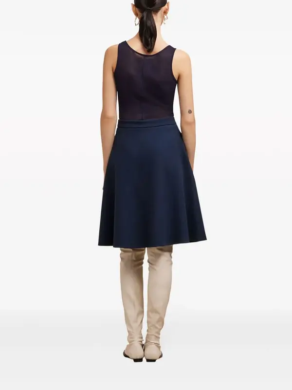 AMI Paris Virgin Wool-blend A-line Skirt - Grey