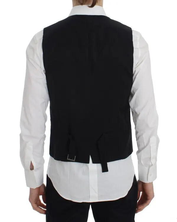 Dolce & Gabbana Striped Wool Stretch Vest - Gray