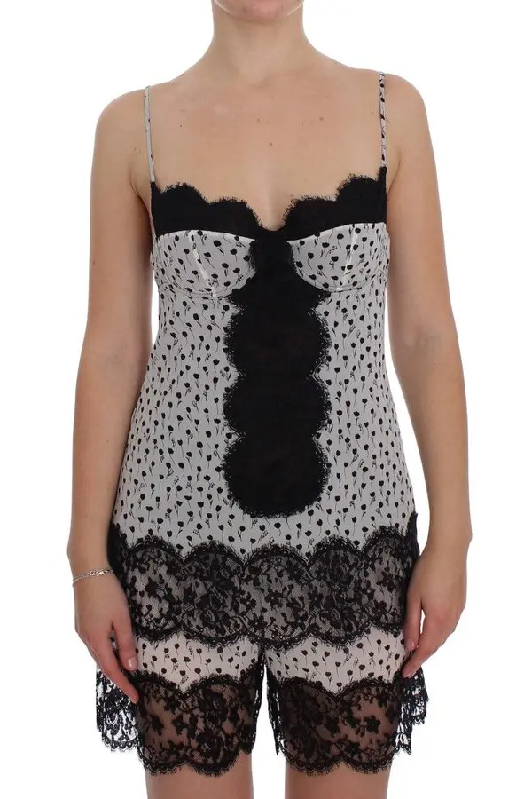 Dolce & Gabbana Silk Lace Babydoll Lingerie Top - Black
