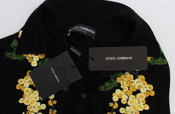 Dolce & Gabbana Silk Floral Embroidered Polo Top