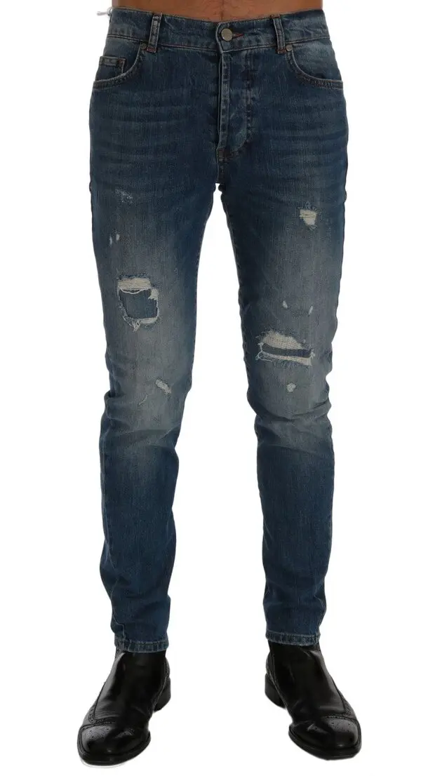 FRANKIE MORELLO Slim Fit Jeans With Ripped Detailing