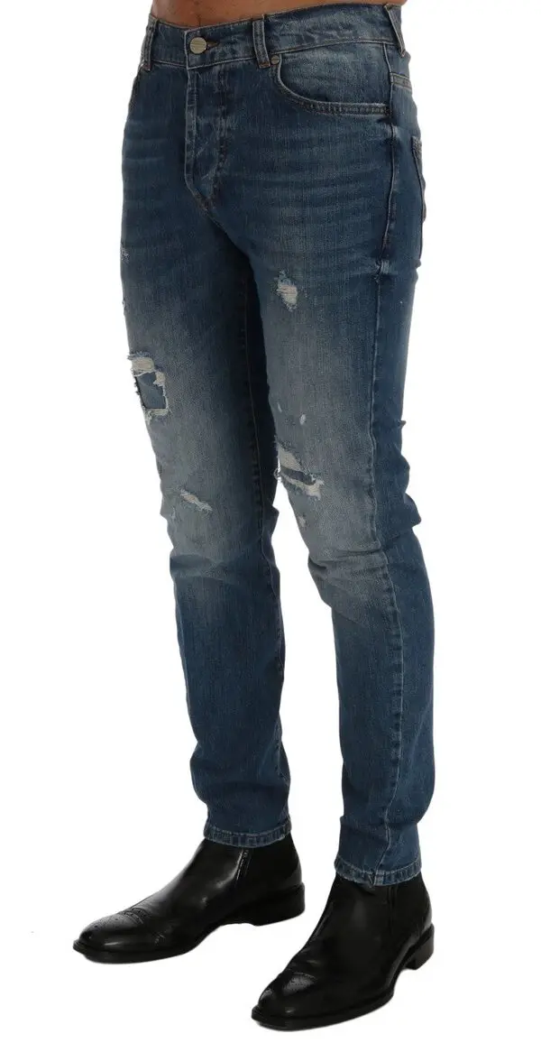 FRANKIE MORELLO Slim Fit Jeans With Ripped Detailing