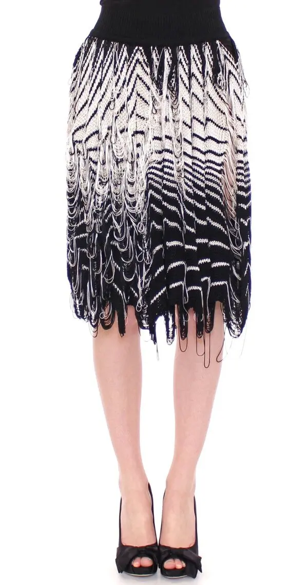 ALICE PALMER Asymmetrical Knitted Skirt - White