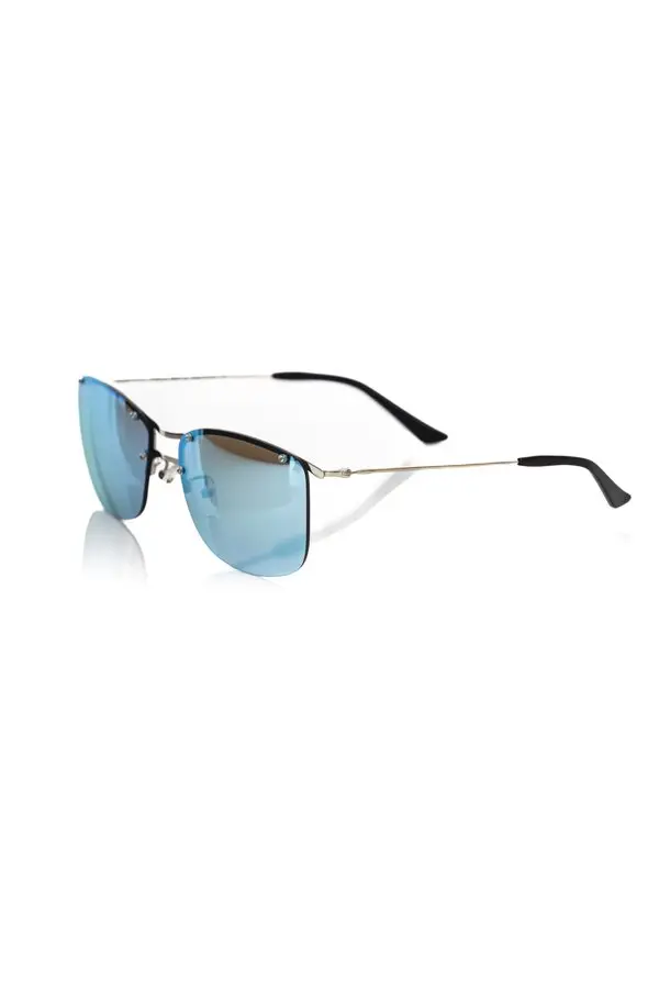 FRANKIE MORELLO Metallic Frame Blue Mirror Sunglasses