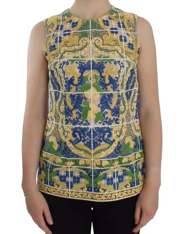 Dolce & Gabbana Majolica Embroidered Sleeveless Top