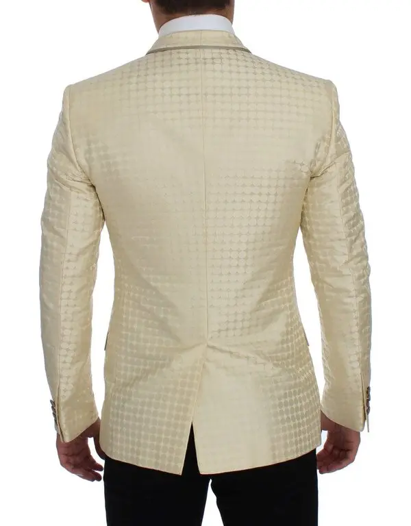 Dolce & Gabbana Polka Dot Silk 2 Piece Blazer - Beige