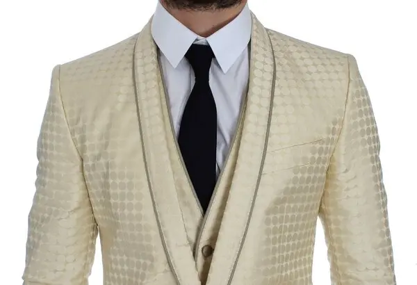 Dolce & Gabbana Polka Dot Silk 2 Piece Blazer - Beige